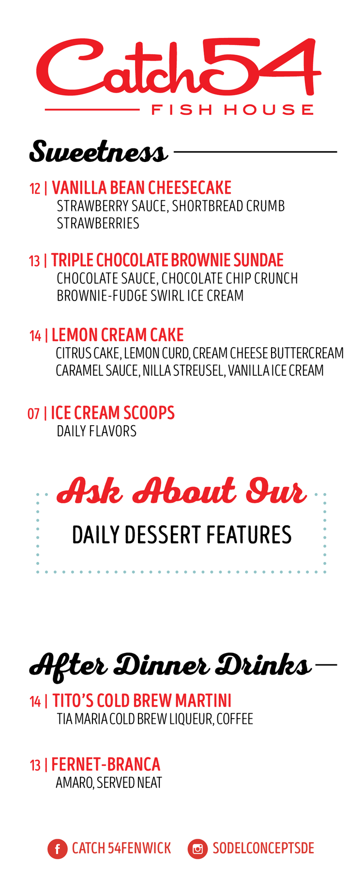 View Our Menu | Seafood Restaurant Fenwick Island | Catch 54