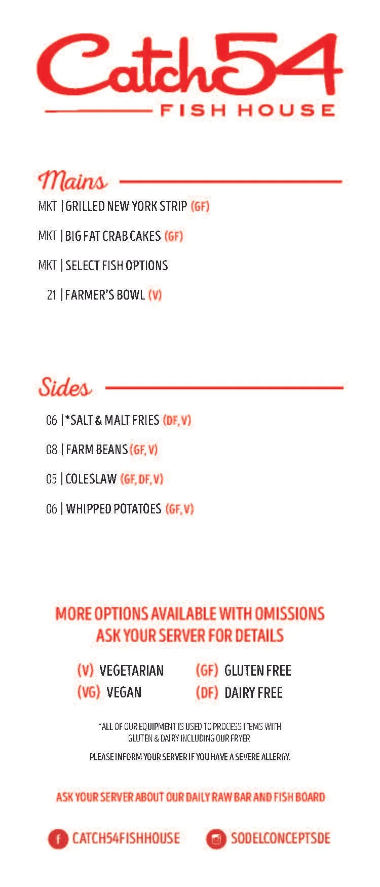 View Our Menu | Seafood Restaurant Fenwick Island | Catch 54