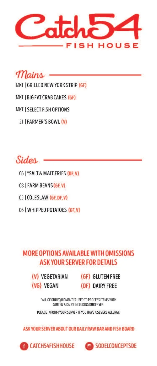 View Our Menu | Seafood Restaurant Fenwick Island | Catch 54