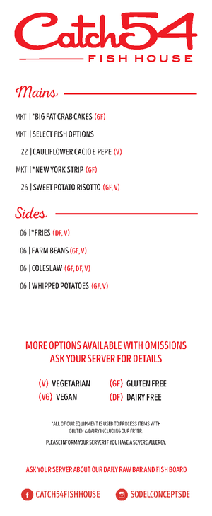 View Our Menu | Seafood Restaurant Fenwick Island | Catch 54