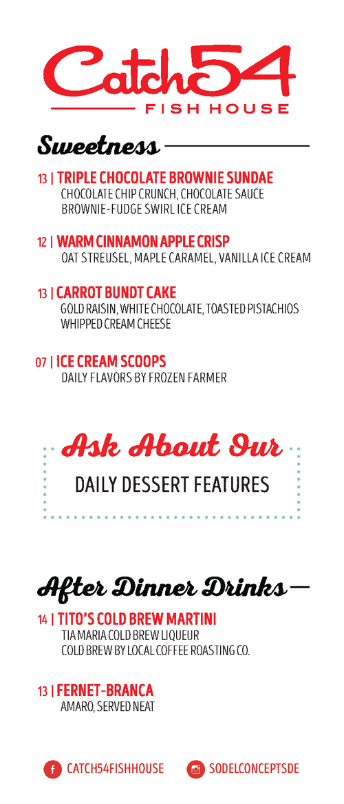 View Our Menu | Seafood Restaurant Fenwick Island | Catch 54