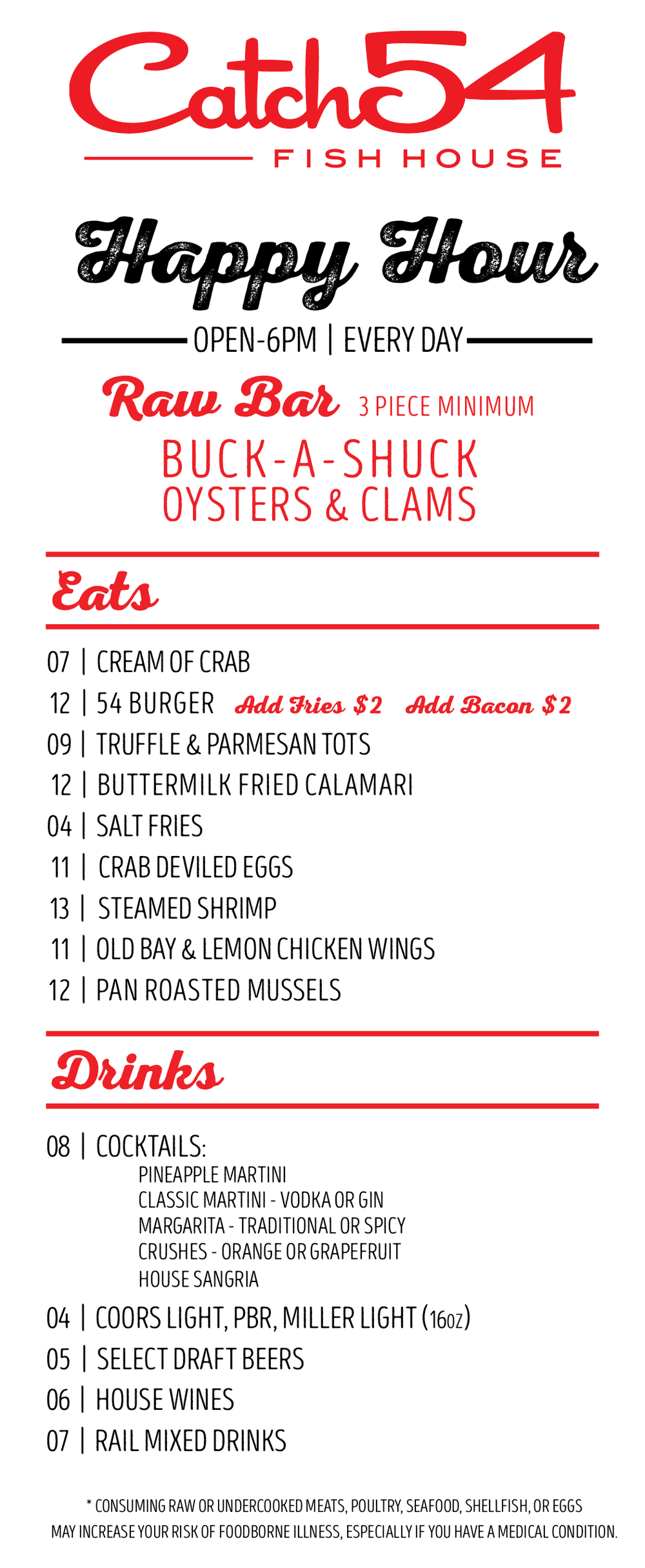 View Our Menu | Seafood Restaurant Fenwick Island | Catch 54