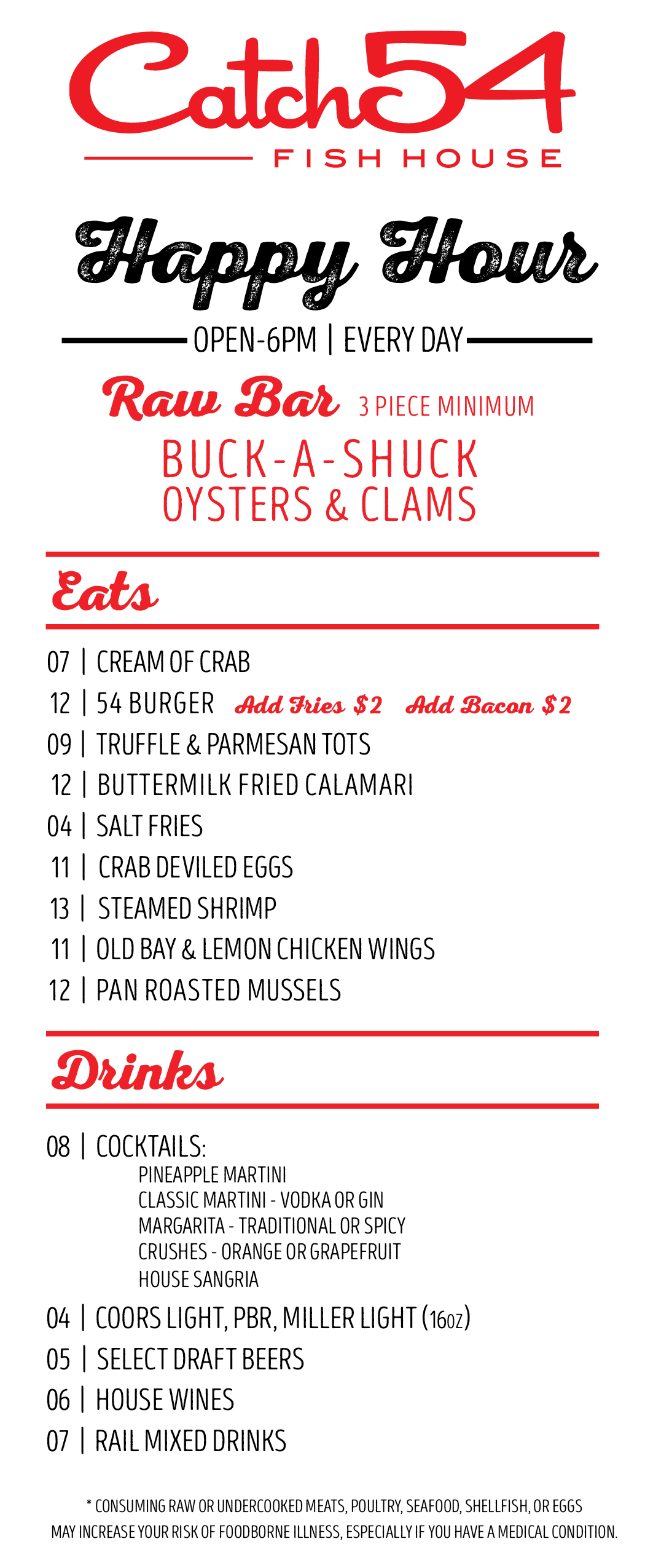 View Our Menu | Seafood Restaurant Fenwick Island | Catch 54