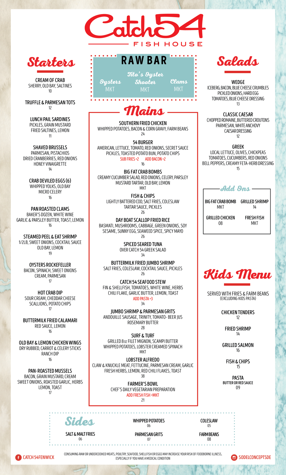 View Our Menu | Seafood Restaurant Fenwick Island | Catch 54