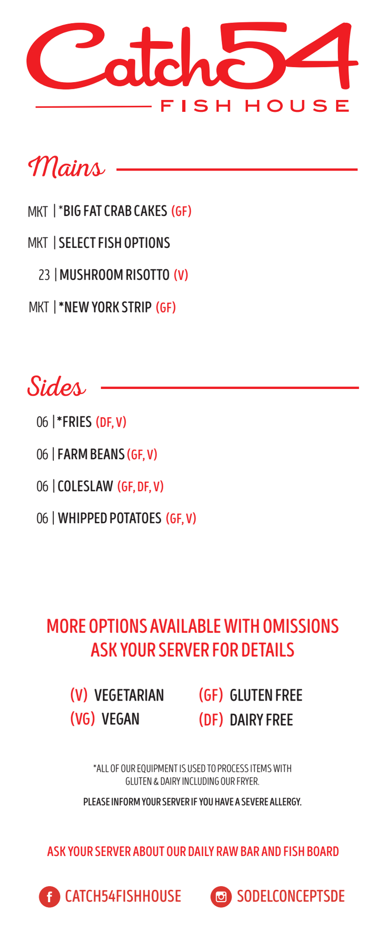 View Our Menu | Seafood Restaurant Fenwick Island | Catch 54