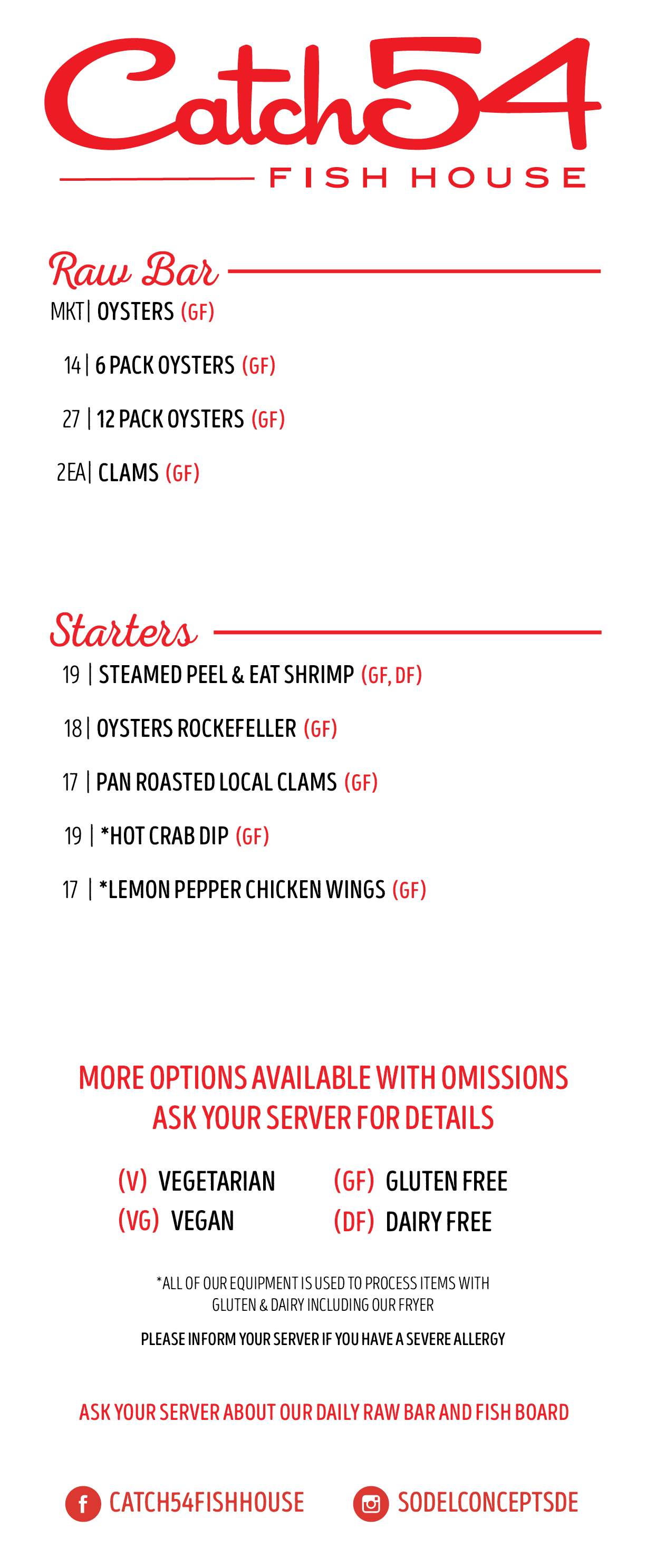View Our Menu | Seafood Restaurant Fenwick Island | Catch 54