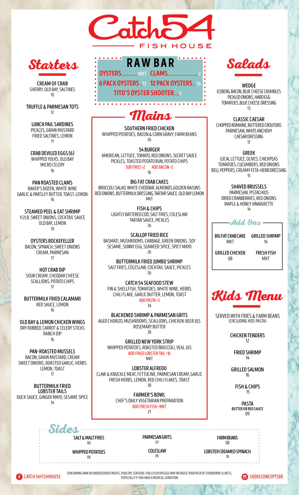 View Our Menu | Seafood Restaurant Fenwick Island | Catch 54