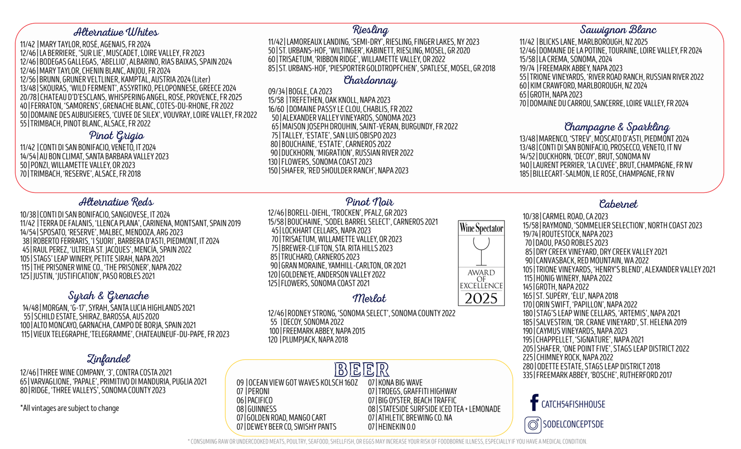 View Our Menu | Seafood Restaurant Fenwick Island | Catch 54