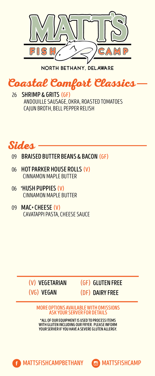 See Our Menu | Bethany Beach Seafood | Matt's Fish Camp