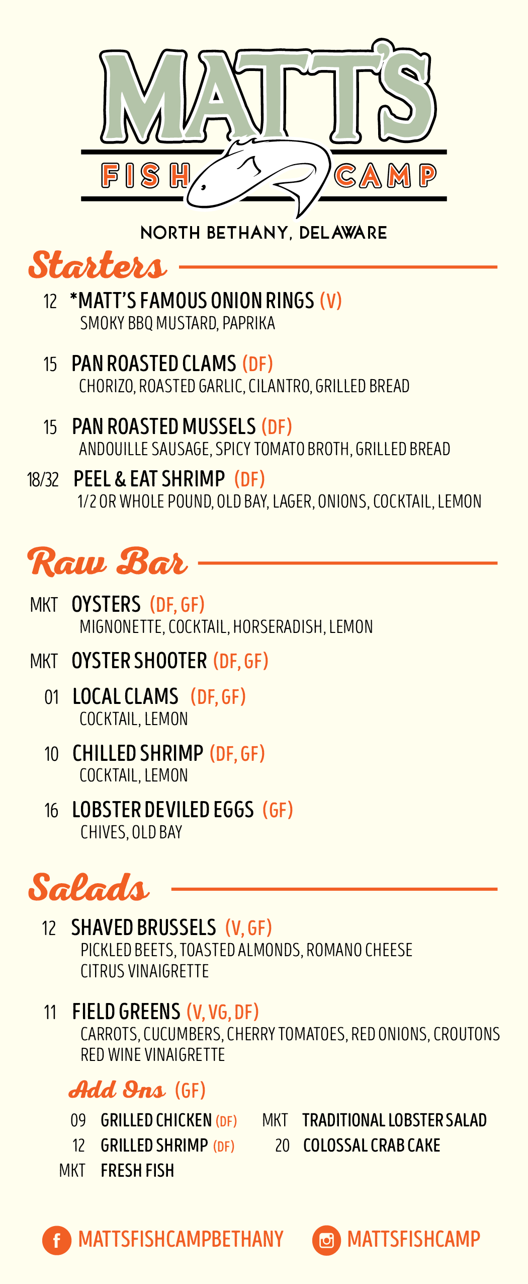 See Our Menu | Bethany Beach Seafood | Matt's Fish Camp