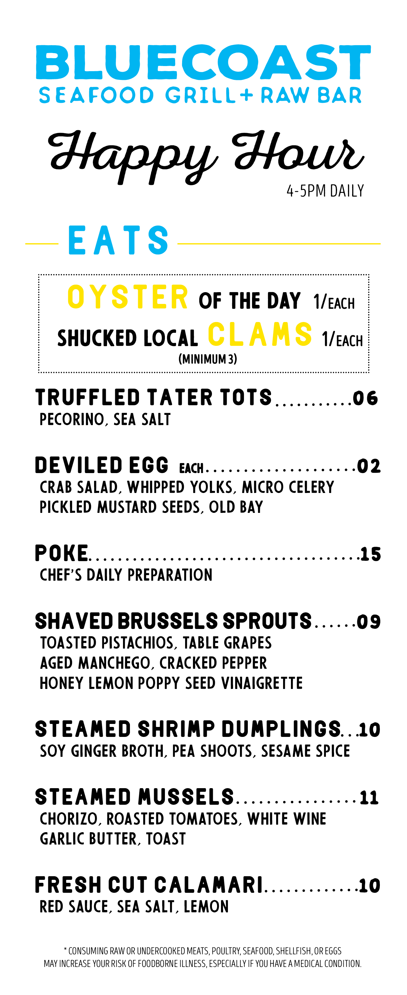 View Our Menu | Seafood in Bethany Beach | Bluecoast