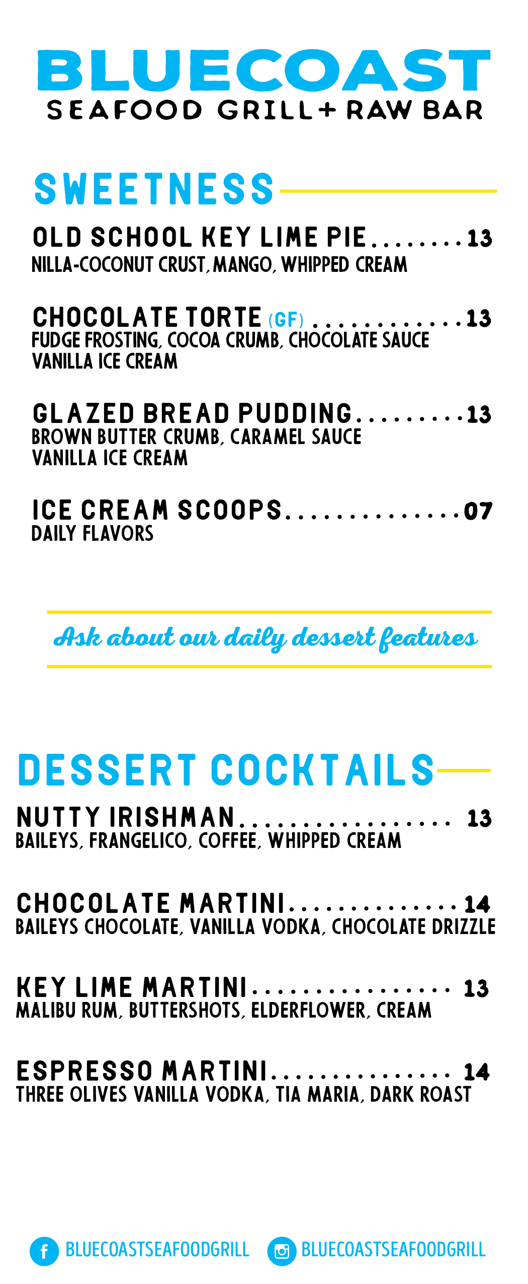 View Our Menu | Seafood in Bethany Beach | Bluecoast