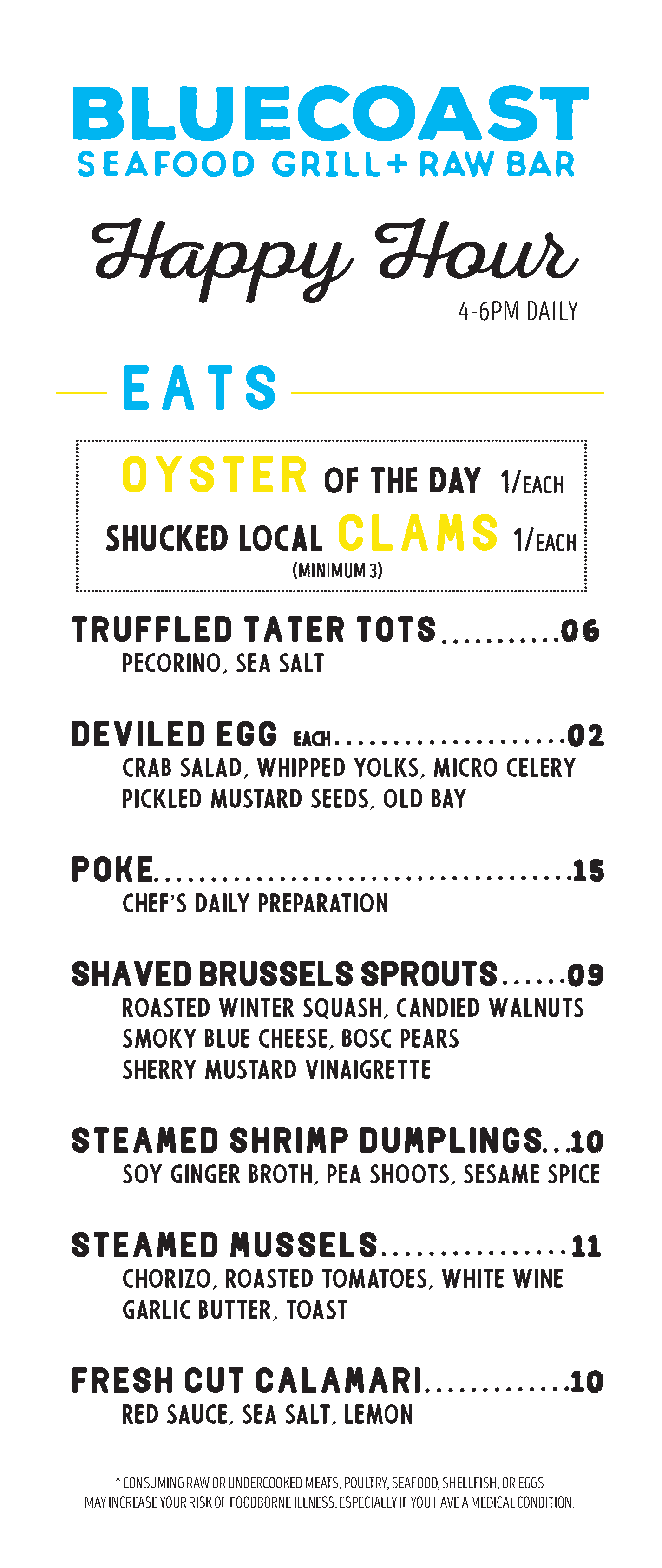 View Our Menu | Seafood in Bethany Beach | Bluecoast