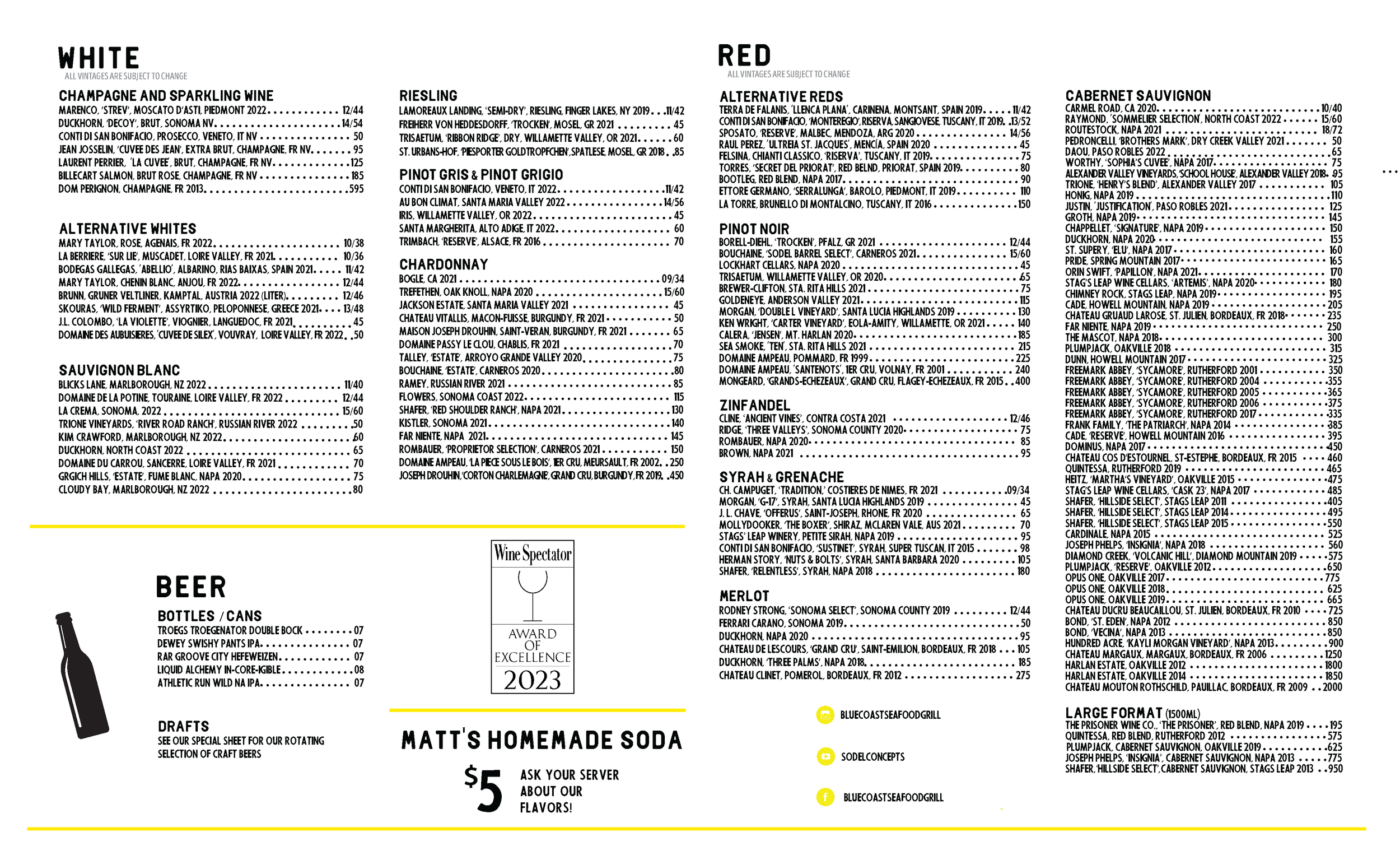 View Our Menu | Seafood in Bethany Beach | Bluecoast