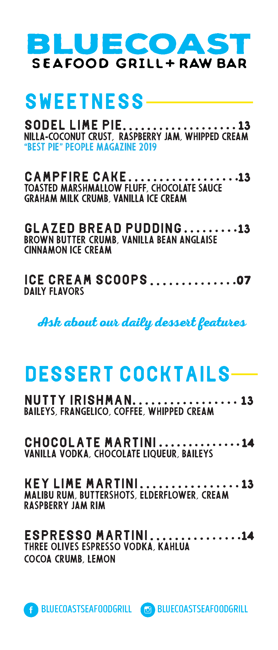 View Our Menu | Seafood in Bethany Beach | Bluecoast