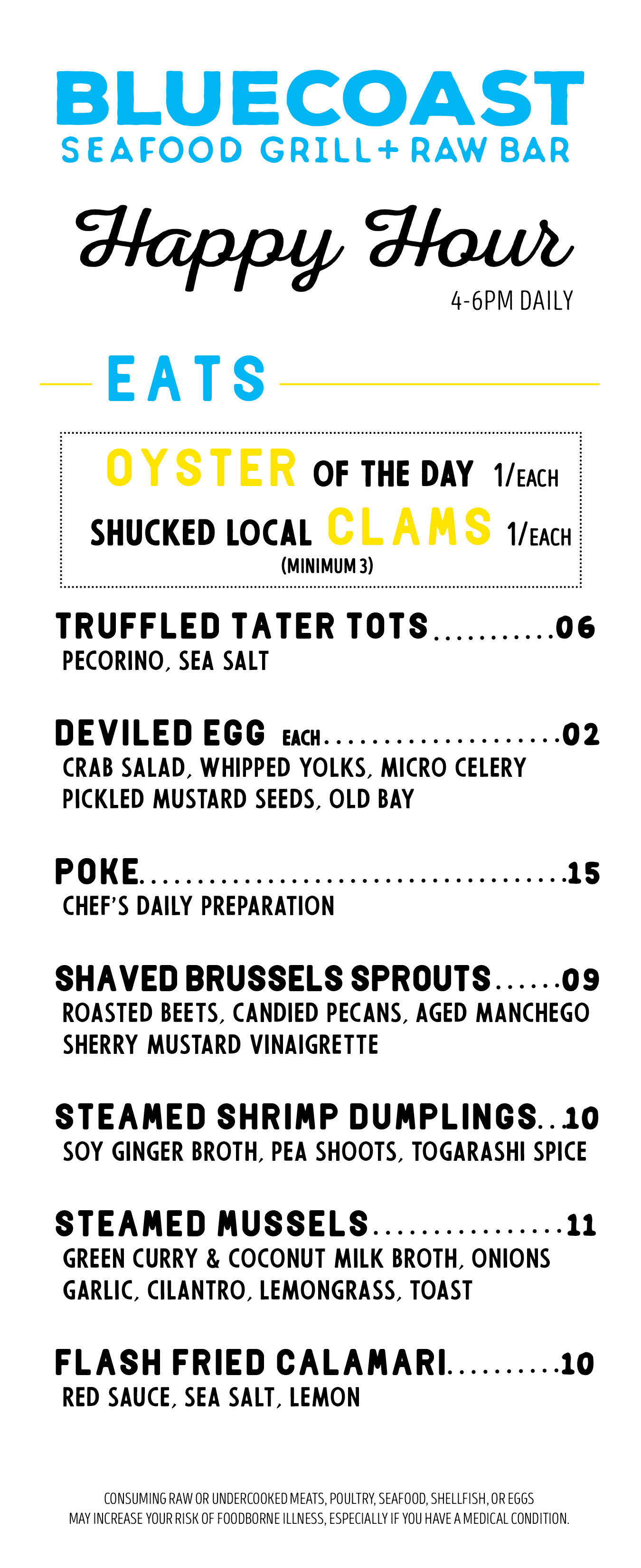 View Our Menu | Seafood in Bethany Beach | Bluecoast