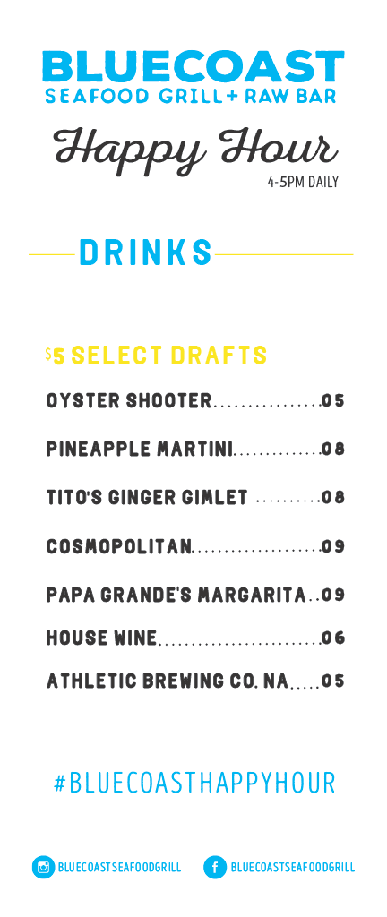 View Our Menu | Seafood in Bethany Beach | Bluecoast