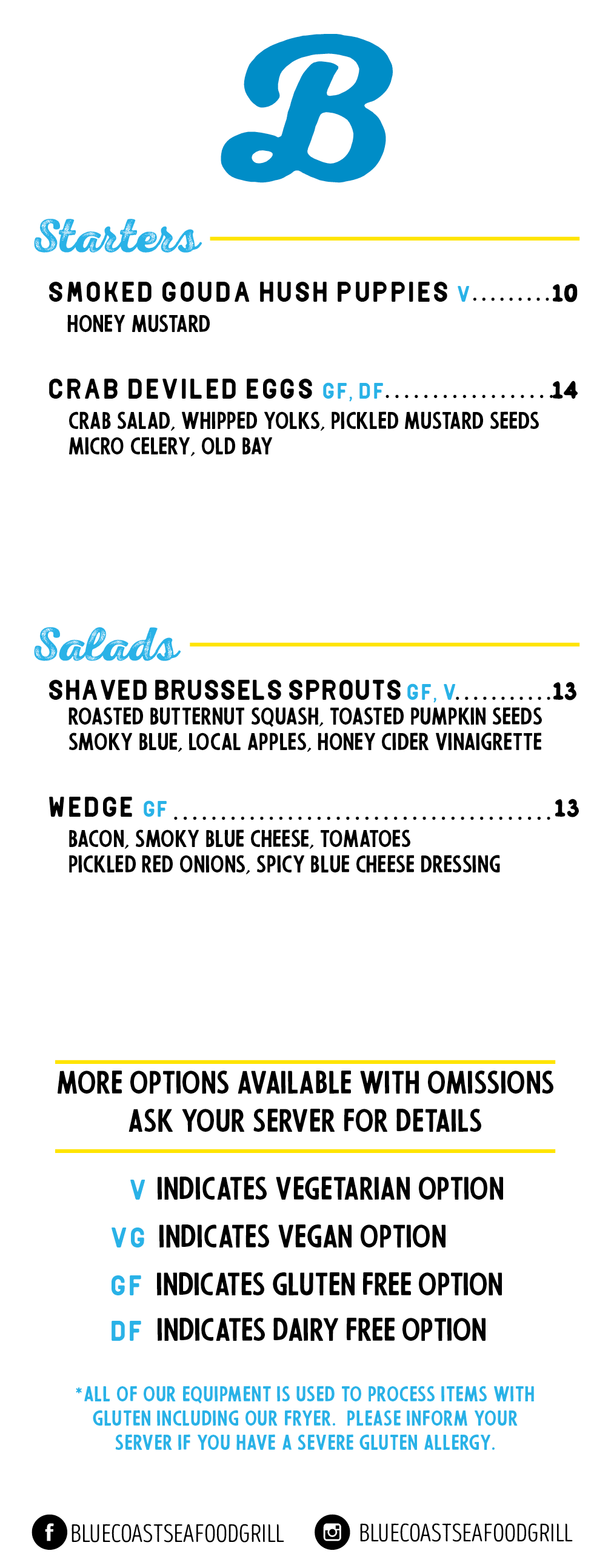 View Our Menu | Seafood in Bethany Beach | Bluecoast