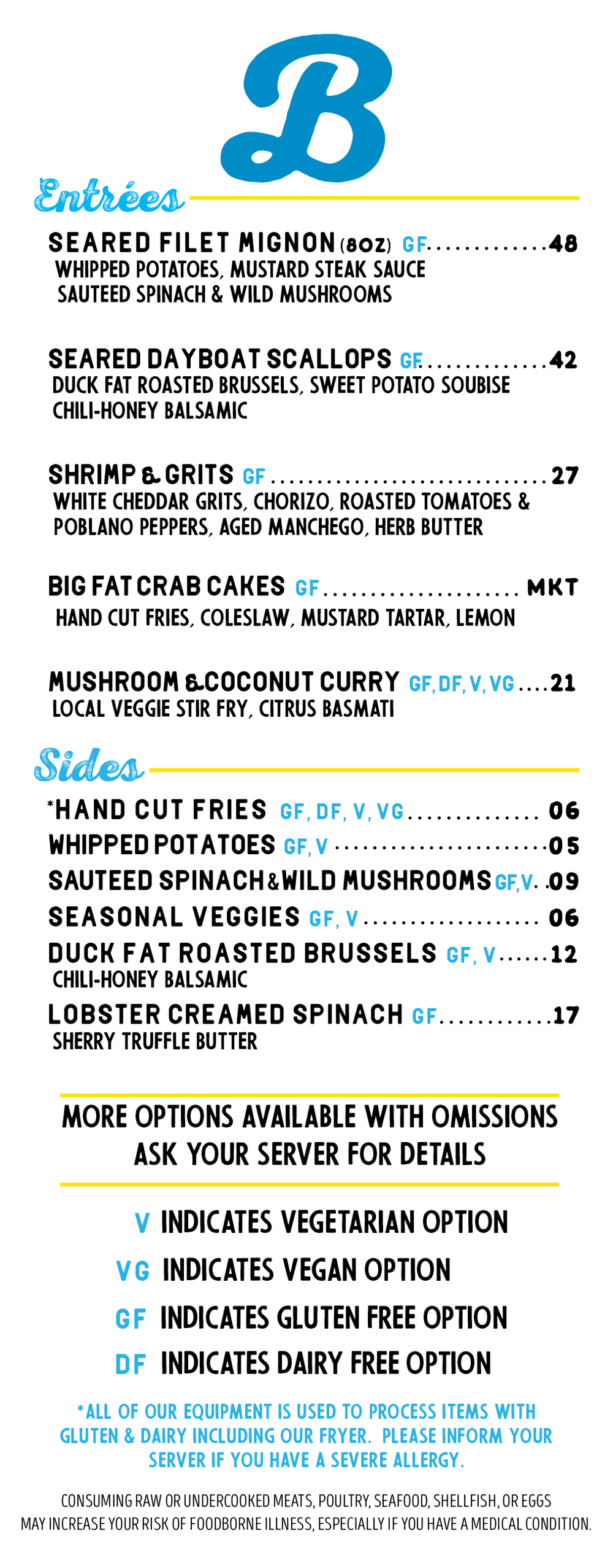 View Our Menu | Seafood in Bethany Beach | Bluecoast