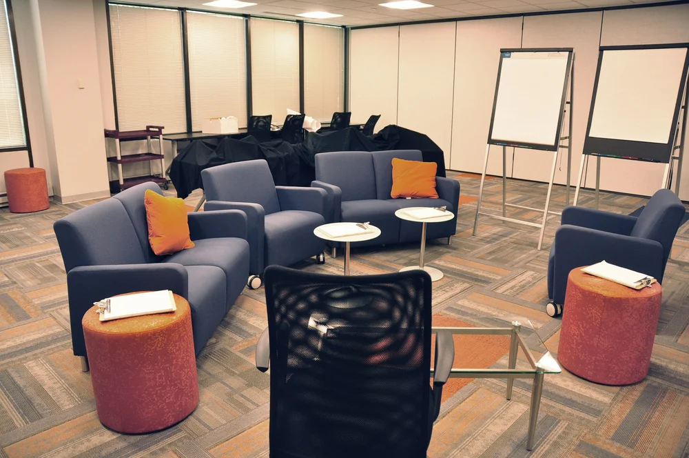 Our flexible rooms can be configured for living room seating or small ...