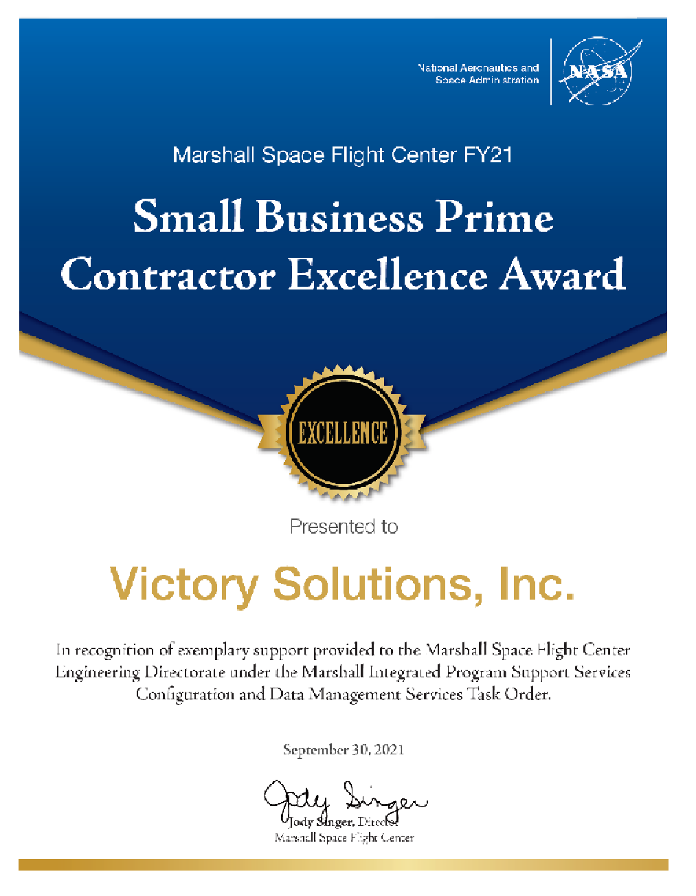 Victory Solutions is proud to have received the FY2021 Small Business ...
