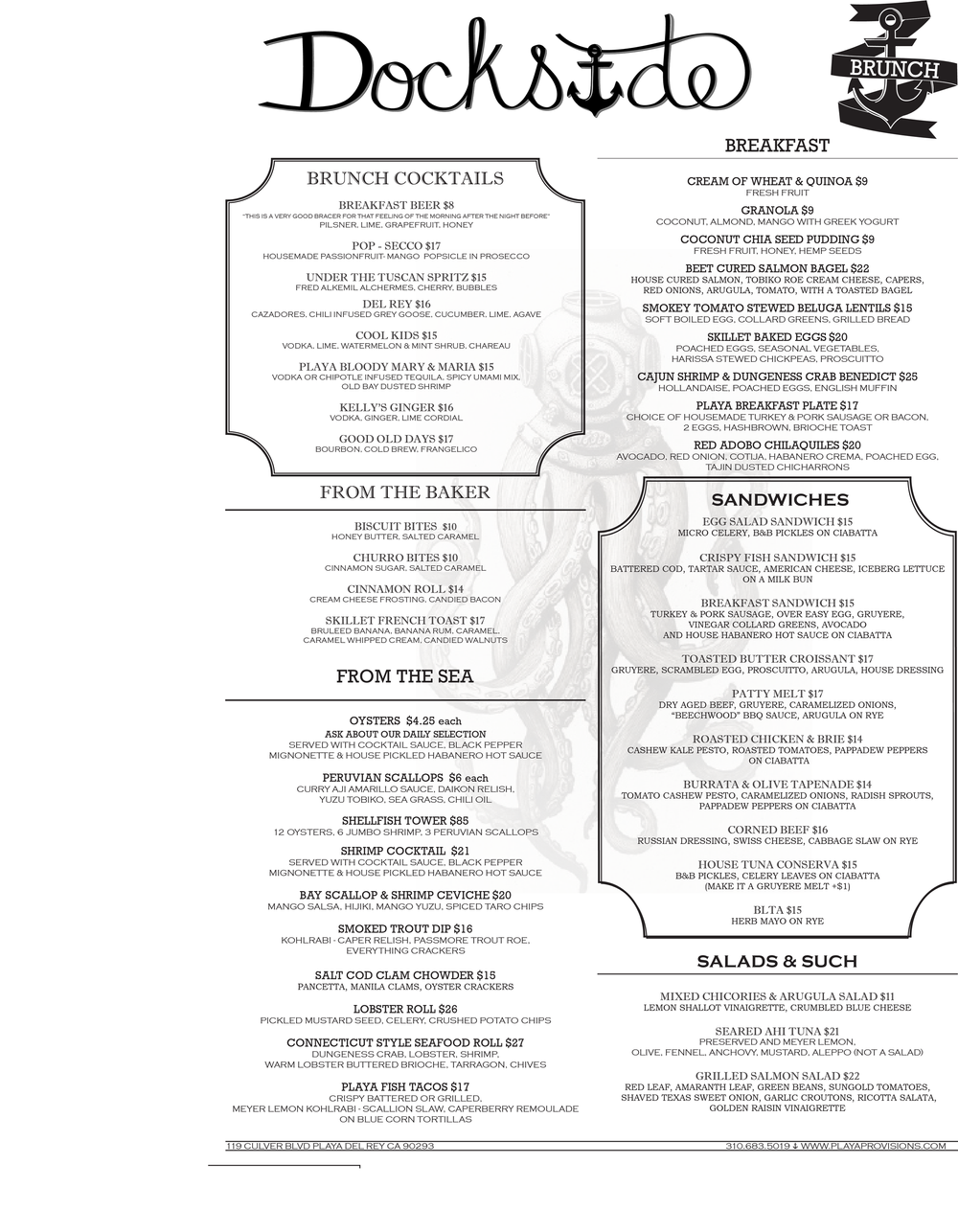 Menu — PLAYA PROVISIONS