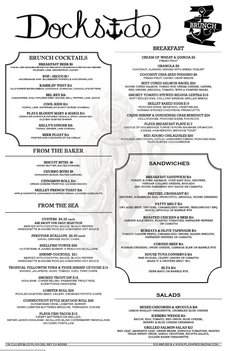 Menu — PLAYA PROVISIONS