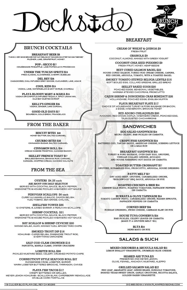 Menu — PLAYA PROVISIONS