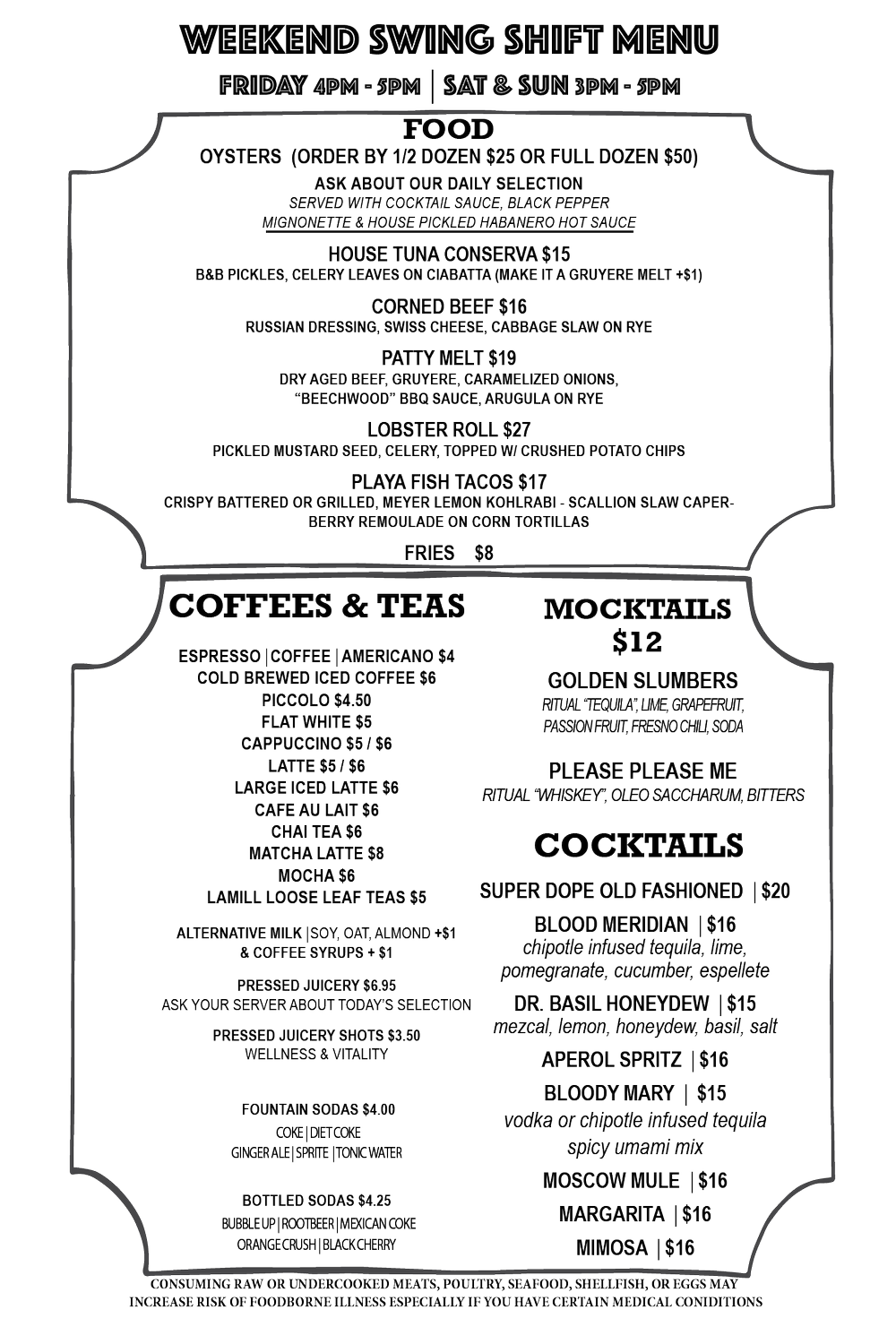 Menu — PLAYA PROVISIONS