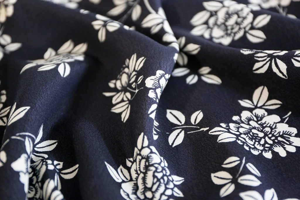 Black Floral Print Fabric
