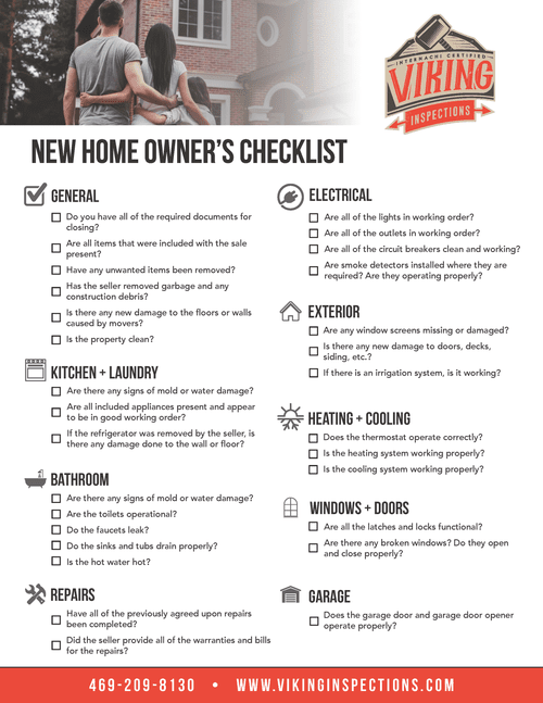 New Home Owner's Checklist