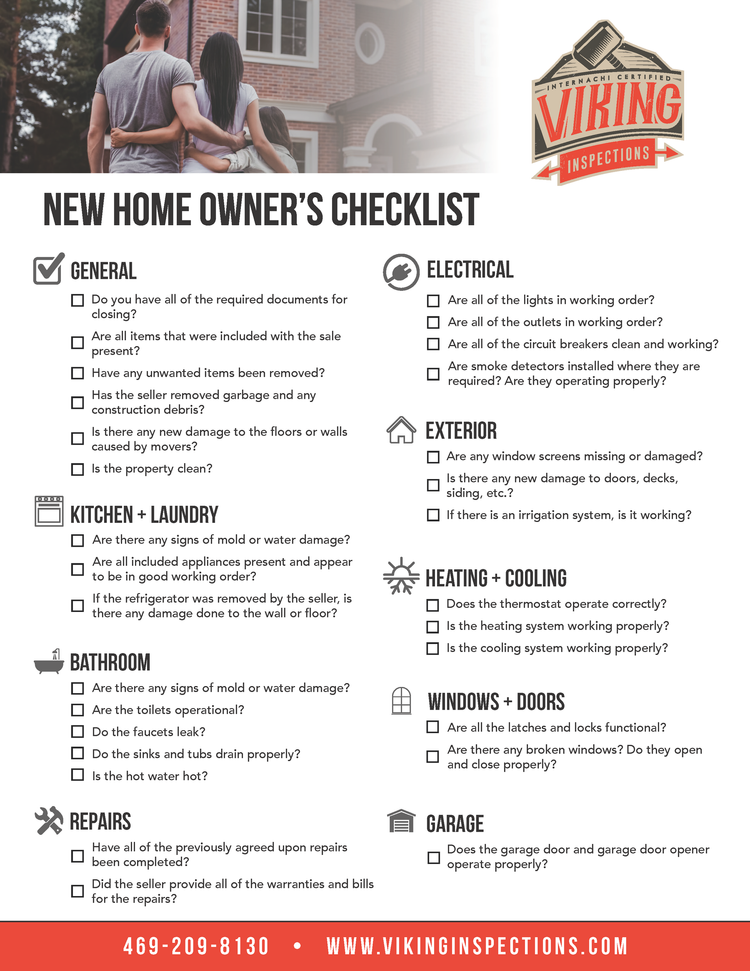 New Home Owner's Checklist