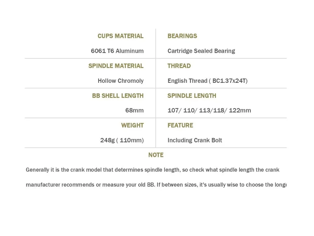 ROLLCii JIS SQUARE TAPER BOTTOM BRACKET PARTS