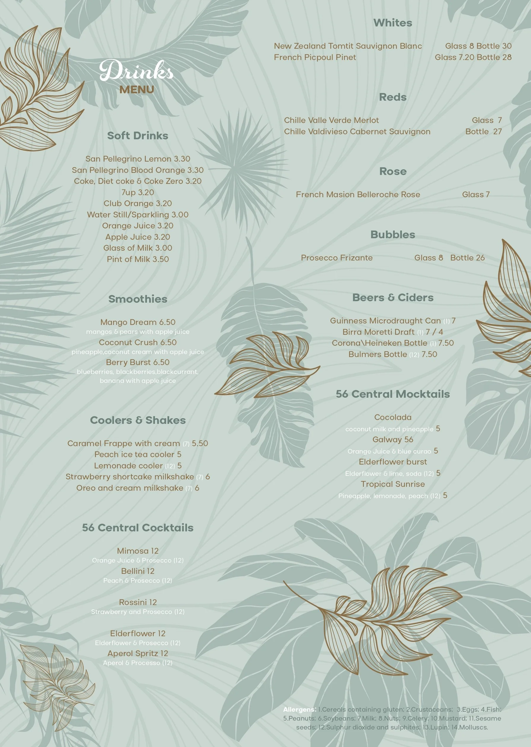 56 Central Menu | Galway's Exciting New Restaurant — 56 Central