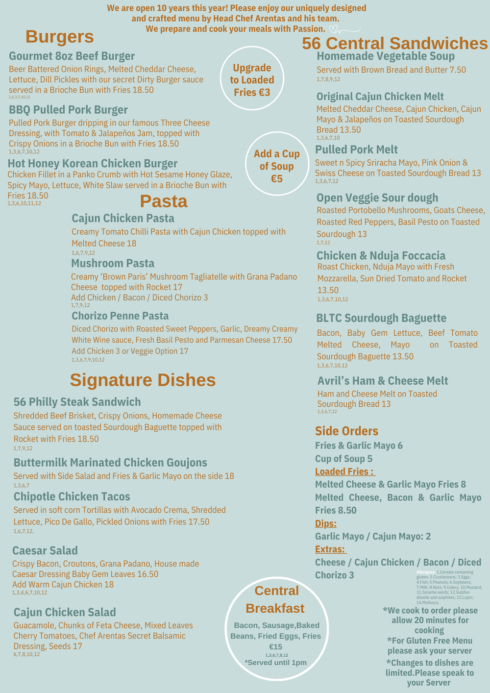 56 Central Menu | Galway's Exciting New Restaurant — 56 Central