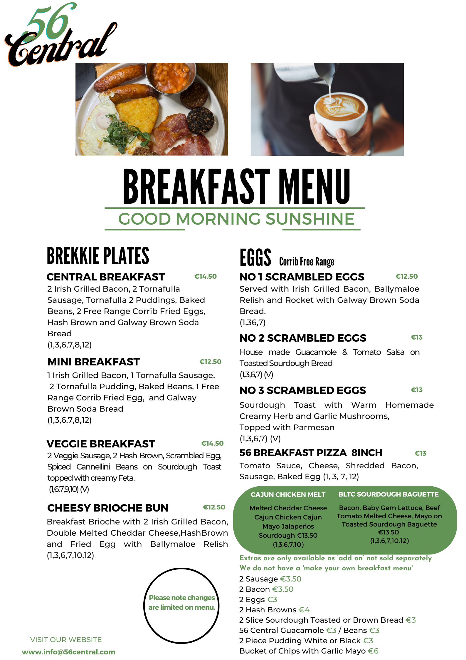 56 Central Menu | Galway's Exciting New Restaurant — 56 Central