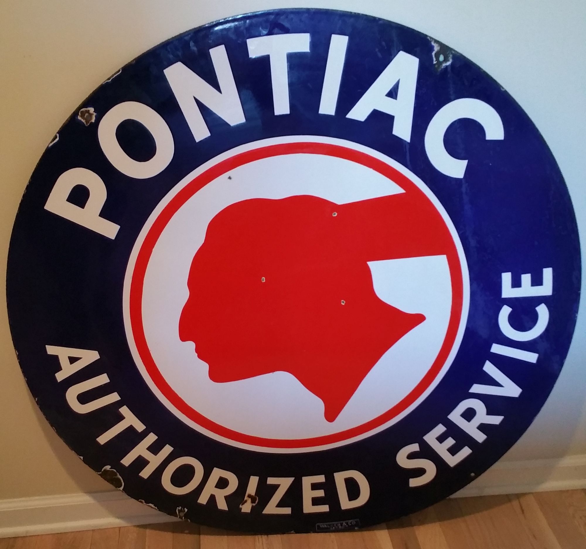 1950s Pontiac Dealer Authorized Service 2 Sided 42" Porcelain Sign ...