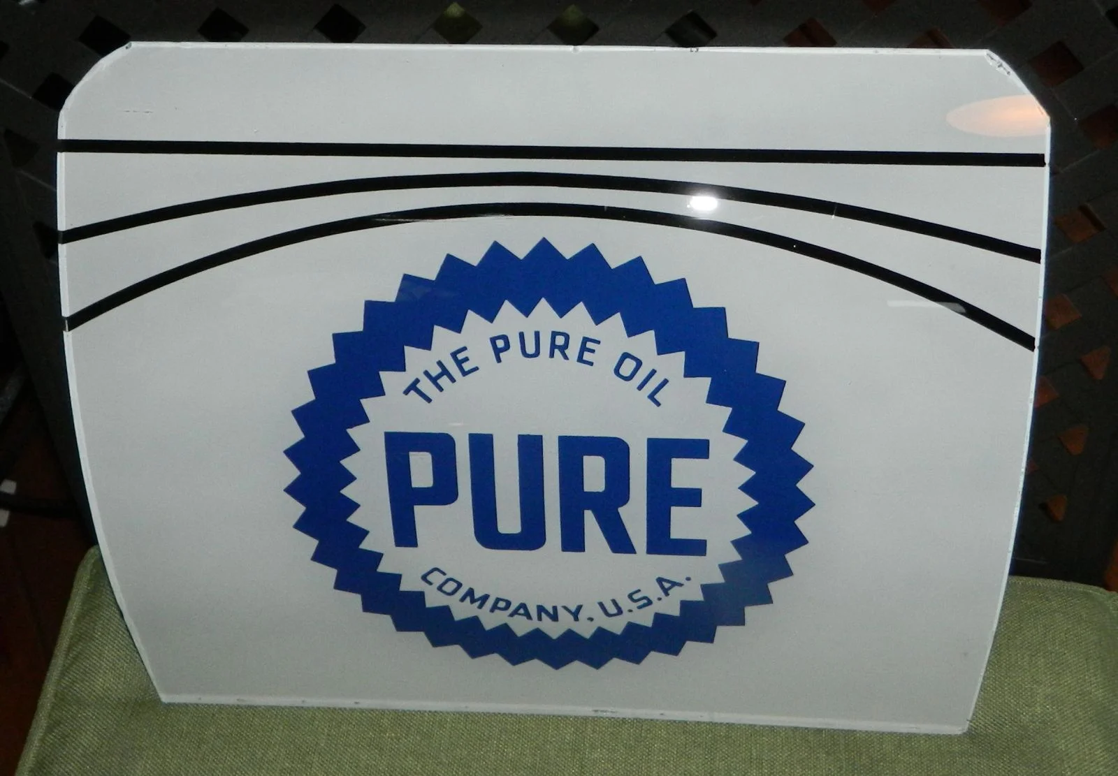 Pure Oil Co National 38 Gas Pump Curved Glass Lens Pump Plate Sign ...