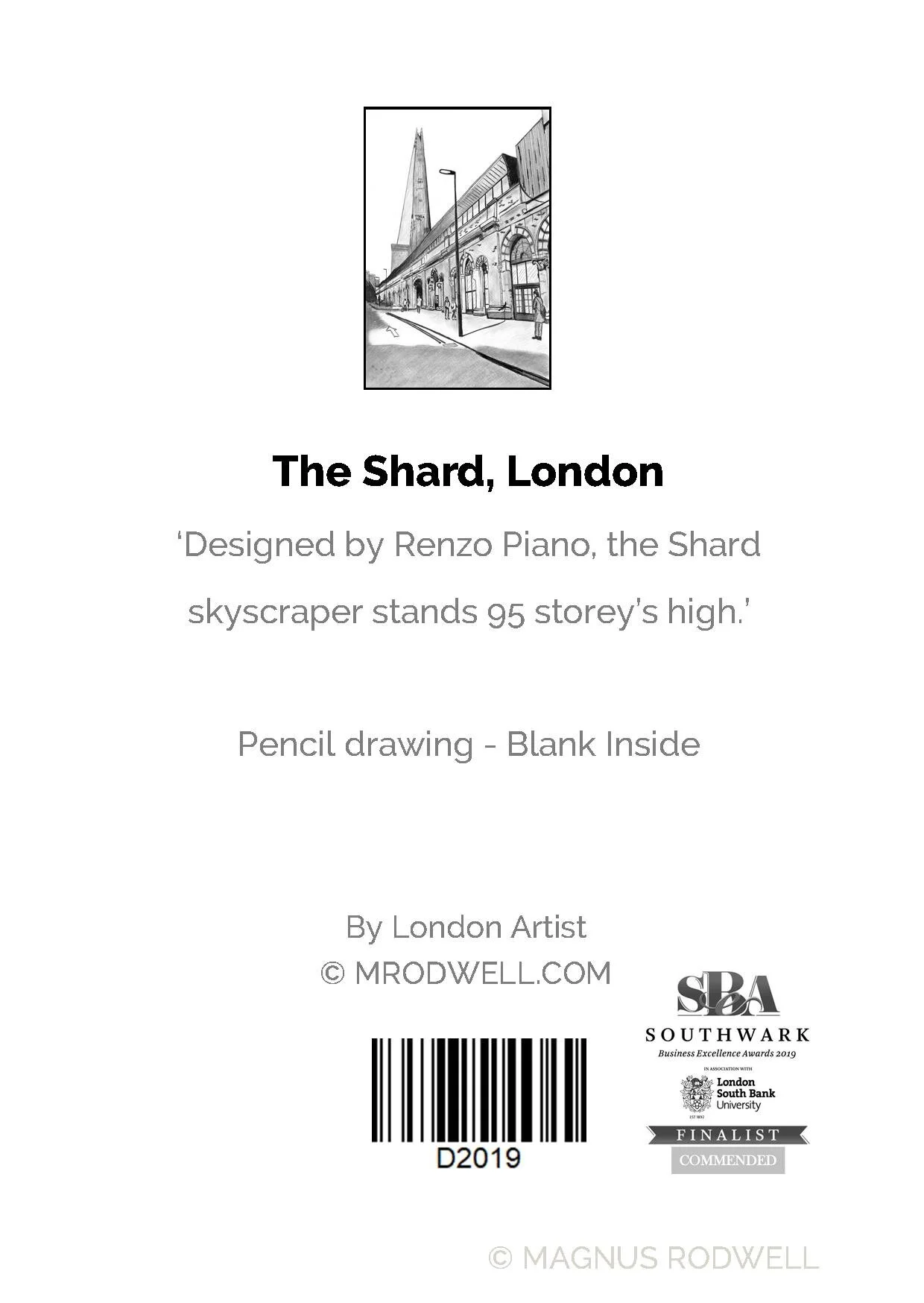 Shard | Greeting Card | Best Buy- LONDON ARTIST | M.RODWELL
