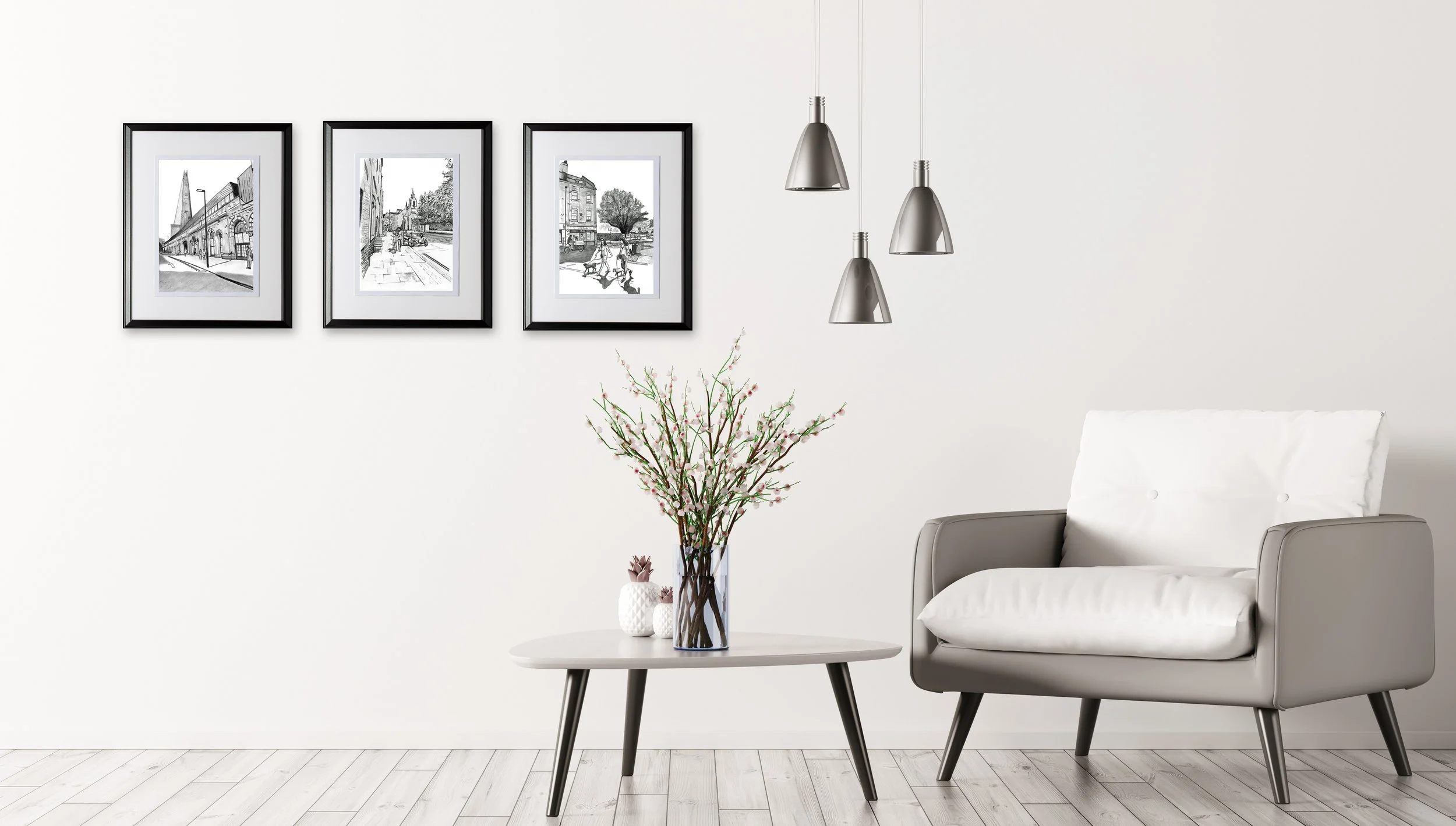 London Bridge Archways Pencil Drawing: Commuters Amidst the Shard's ...