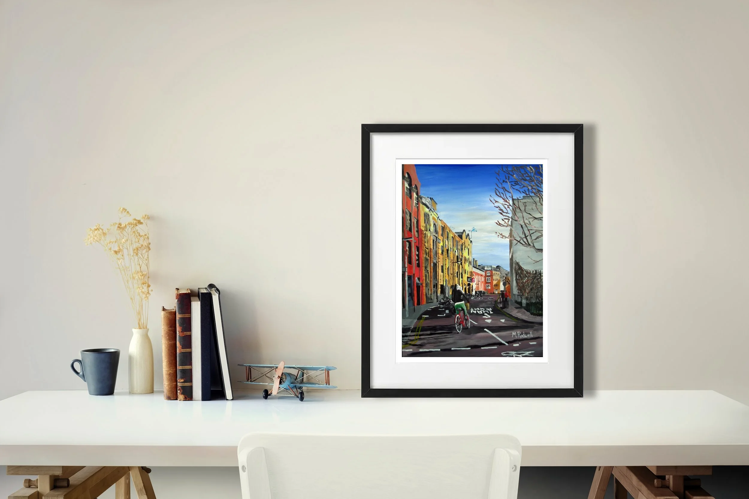 Tanner Street Acrylic Painting: Cyclists in Autumn Chill and Historical ...