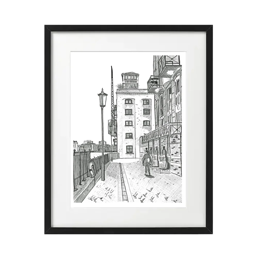 River Thames Rotherhithe Pencil Drawing by Local Artist M.Rodwell ...