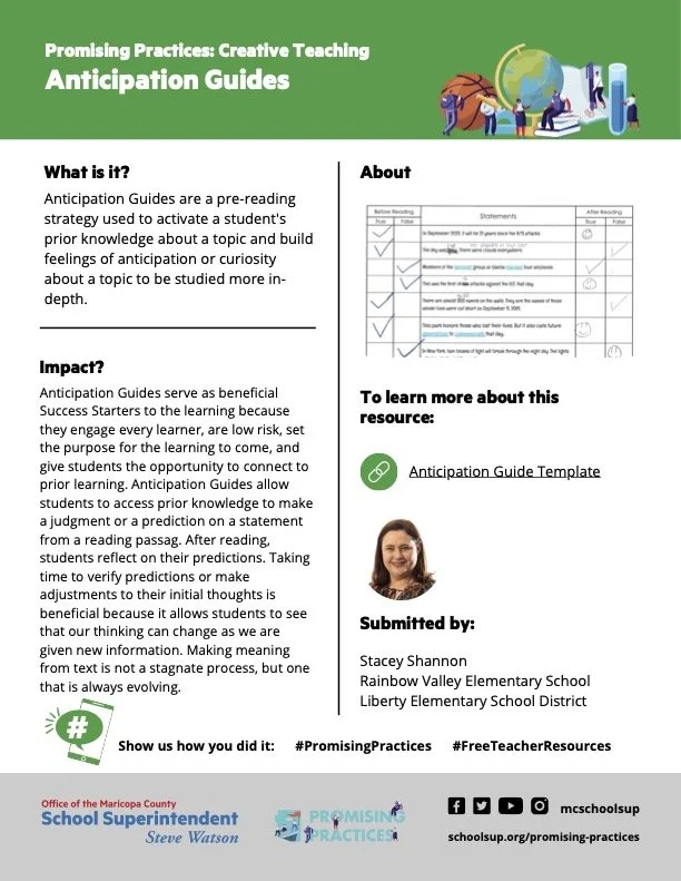 Anticipation Guides — Office of Maricopa County School Superintendent ...