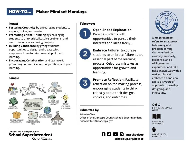 How To: Maker Mindset Mondays — Office of Maricopa County School ...