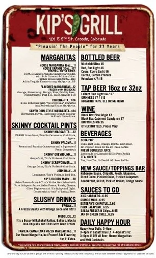 CREEDE MENU — Kip's Grill