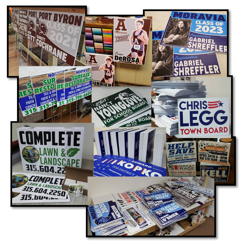 Custom printed Shirts, Signs, Banners and Stickers for Auburn, NY and CNY