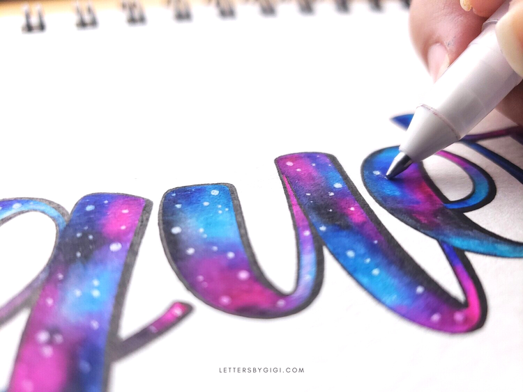 Galaxy Lettering Tutorial Using Brush Pens — Letters By Gigi