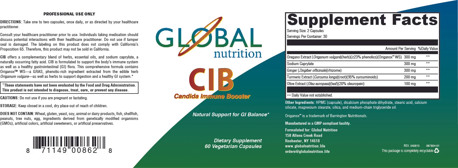 CIB Candida, (Yeast) - 60 caps(candicidal) — Global Nutrition