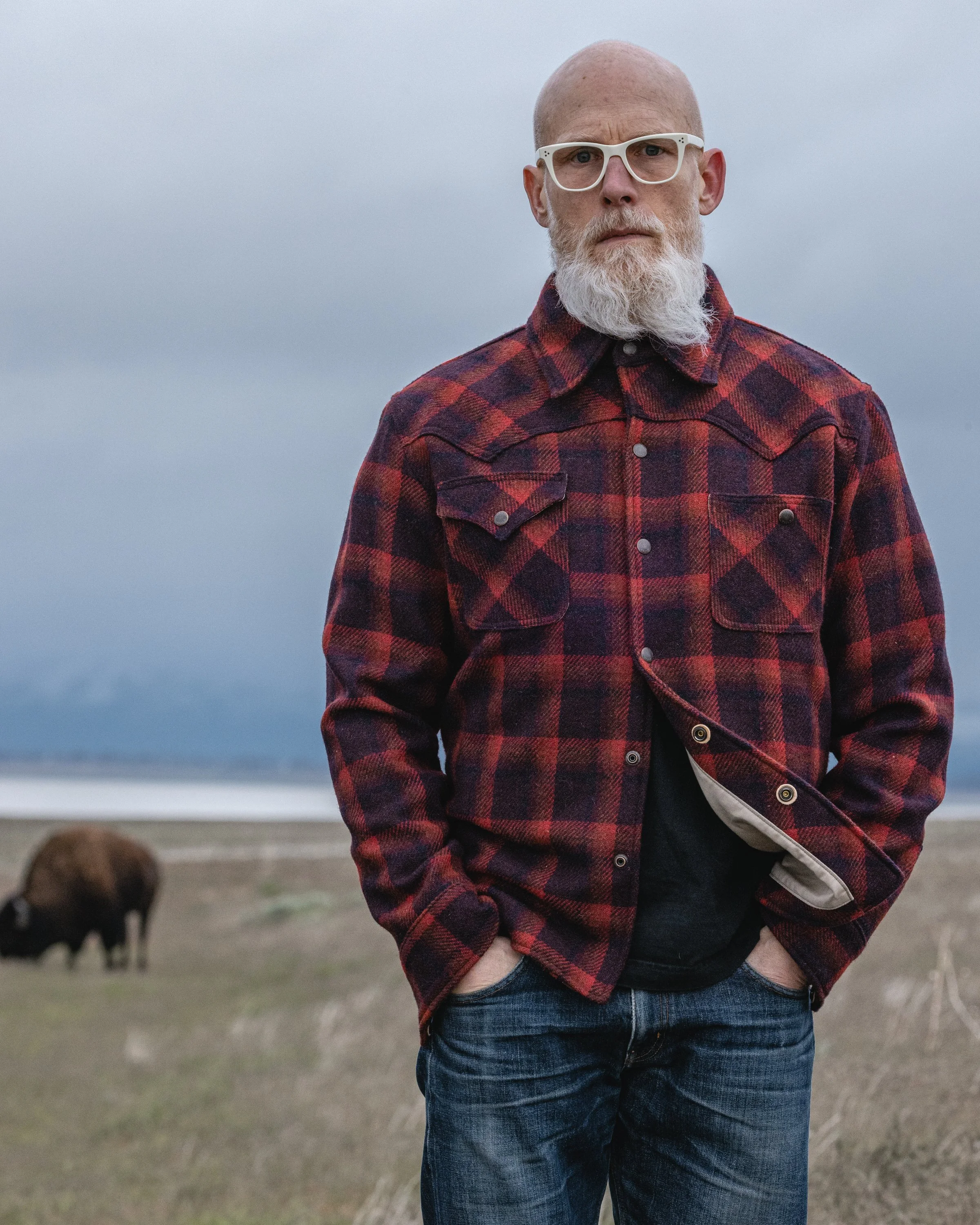 Harris Tweed Fire RED Plaid WOOL Over-Shirt — Black Bear Brand