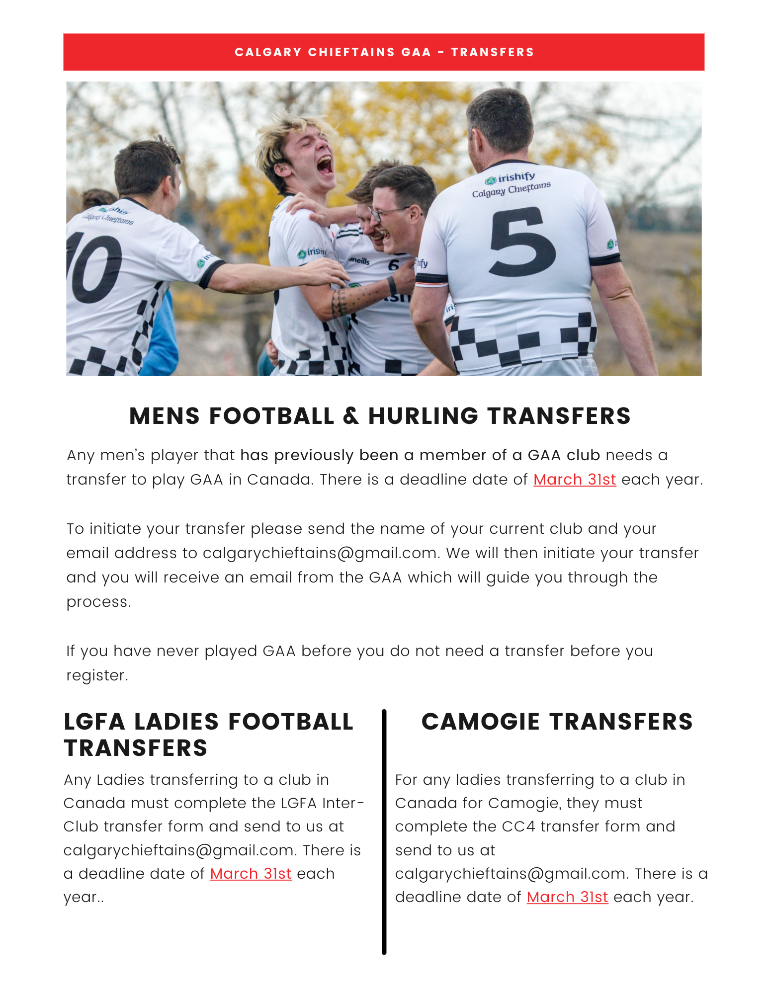 Club Transfers — Calgary Chieftains